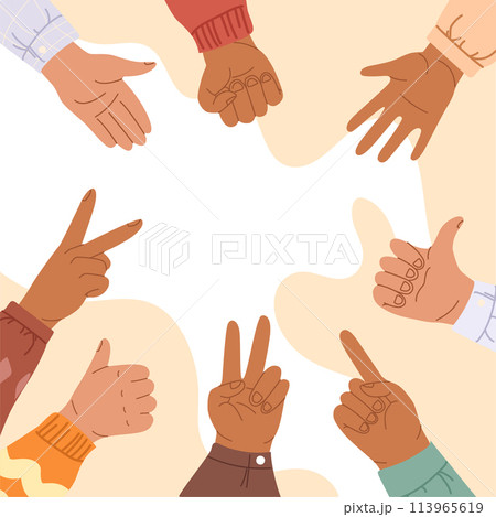 Hand drawn hand gestures backgroundのイラスト素材 [113965619] - PIXTA