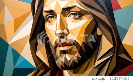 Portrait of Jesus Christ in low poly styleのイラスト素材 [113974163] - PIXTA
