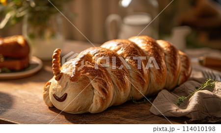 Unique bread loaf resembling an earthworm...のイラスト素材 [114010198] - PIXTA
