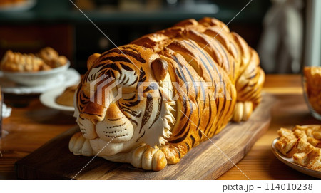 Unique bread loaf resembling an tiger resting...のイラスト素材 [114010238] - PIXTA