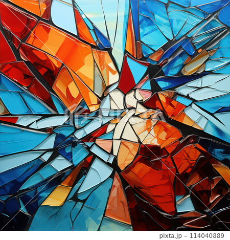 Sunlit spectrum through abstract shards. AI...のイラスト素材 [114040889] - PIXTA