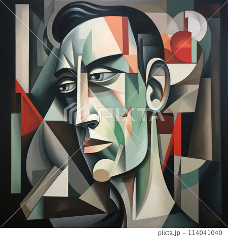 Abstract cubist painting of a male figure,...のイラスト素材 [114041040] - PIXTA