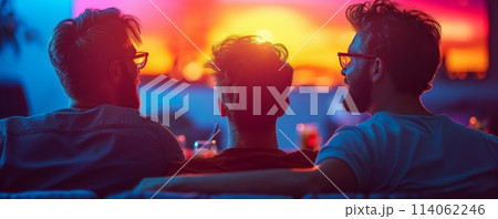 Friends watching sunset togetherのイラスト素材 [114062246] - PIXTA
