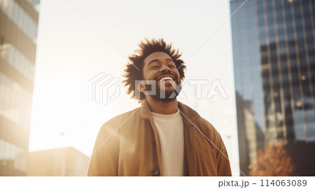 Fashionable portrait of stylish happy laughing...のイラスト素材 [114063089 ...