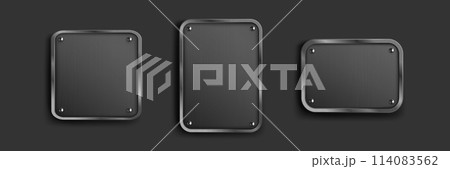 Black metal labels set isolated on backgroundのイラスト素材 [114083562] - PIXTA