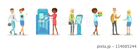 People Clients in Bank Office Talk to...のイラスト素材 [114085244] - PIXTA