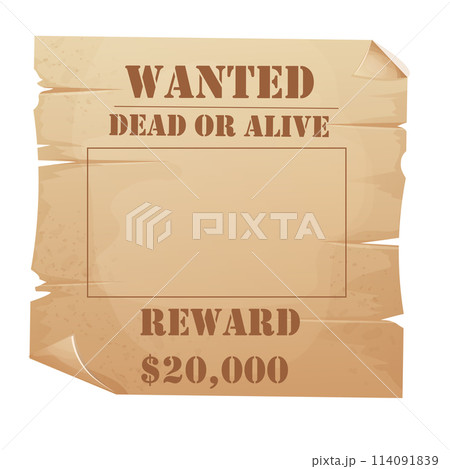 Wanted parchment paper banner, poster template...のイラスト素材 [114091839 ...