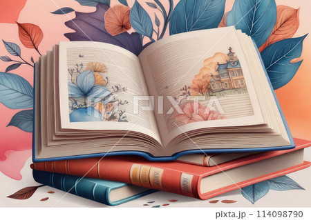 Open book Invitation background for readers.のイラスト素材 [114098790] - PIXTA
