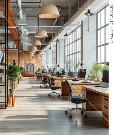 Empty modern bright open space business office...のイラスト素材 [114100139 ...