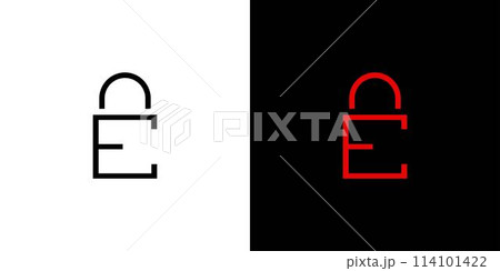 Unique and modern E lock logo designのイラスト素材 [114101422] - PIXTA