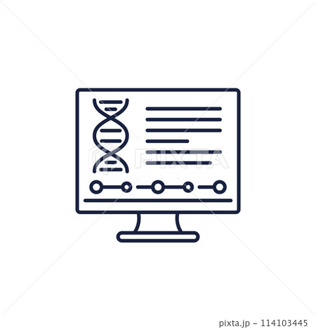 bioinformatics line icon with dna and computerのイラスト素材 [114103445] - PIXTA