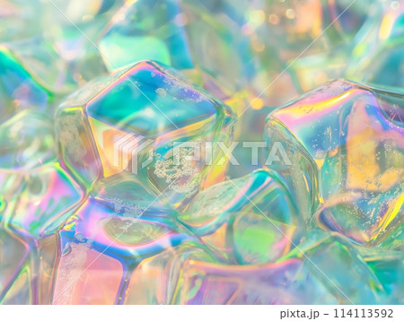 Close-up of colorful iridescent ice cubes with...のイラスト素材 [114113592 ...