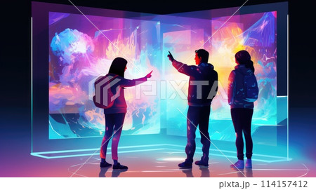 Holographic displays cartoon illustration -...のイラスト素材 [114157412] - PIXTA