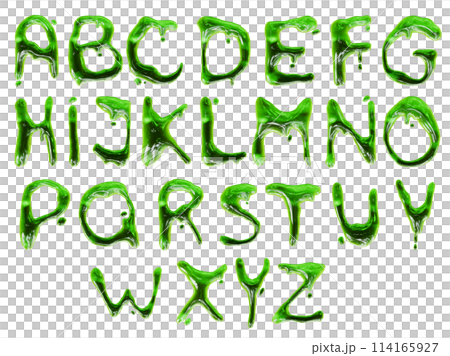 3D slime alphabet set, green drip Halloween goo...のイラスト素材 [114165927 ...