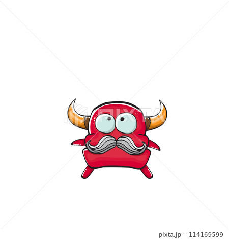 Vector cartoon funny red monster with mouth,...のイラスト素材 [114169599] - PIXTA