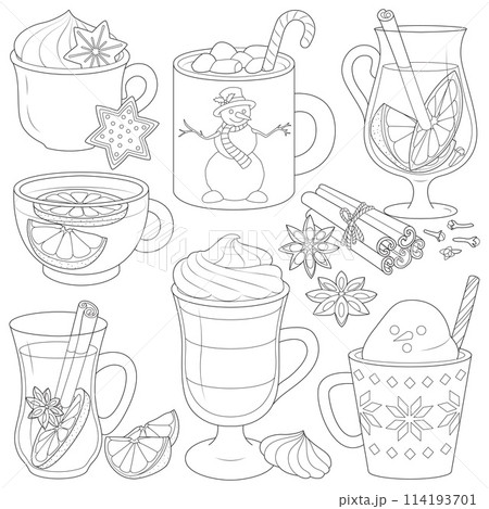 Christmas holiday coffee mug. Winter hot...のイラスト素材 [114193701] - PIXTA