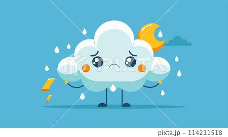 Sad rain cloud cartoon illustration with...のイラスト素材 [114211518] - PIXTA