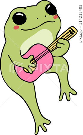 groovy frog with guitar cartoon doodleのイラスト素材 [114213403] - PIXTA