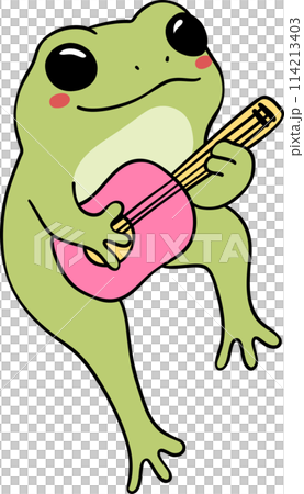 groovy frog with guitar cartoon doodleのイラスト素材 [114213403] - PIXTA