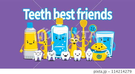Teeth best friends. A variety of character...のイラスト素材 [114214279] - PIXTA