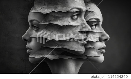 Artistic depiction of layered faces...のイラスト素材 [114234240] - PIXTA