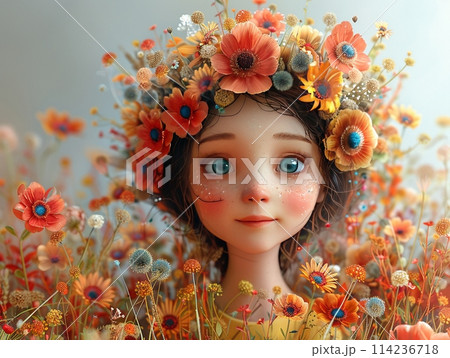 Flower-themed whimsical character designsのイラスト素材 [114236718] - PIXTA