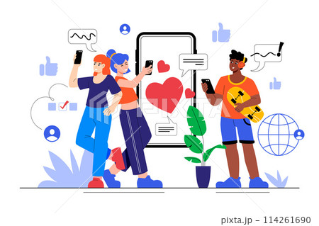 Flat hand drawn cartoon generation alpha...のイラスト素材 [114261690] - PIXTA