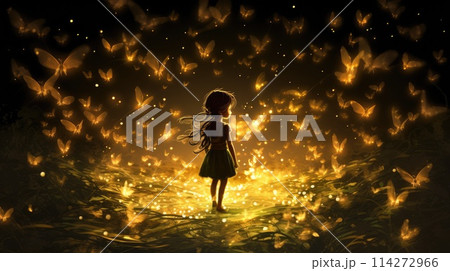 Firefly swarm pixie watercolor illustration -...のイラスト素材 [114272966] - PIXTA