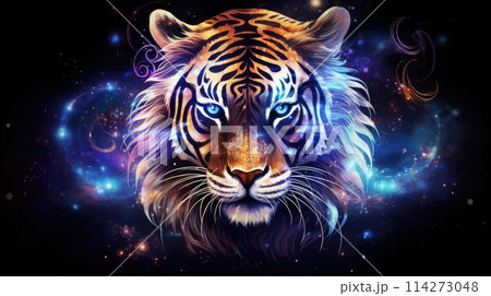 Astral tiger spirit watercolor illustration -...のイラスト素材 [114273048] - PIXTA