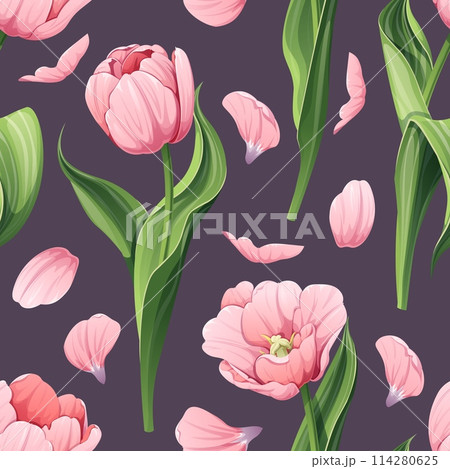 Seamless pattern with spring flowers. Texture...のイラスト素材 [114280625] - PIXTA
