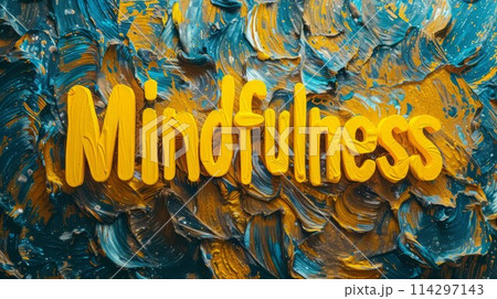 Yellow Mindfulness concept art poster.のイラスト素材 [114297143] - PIXTA