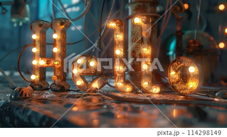 Task Lighting Hello concept art poster.のイラスト素材 [114298149] - PIXTA