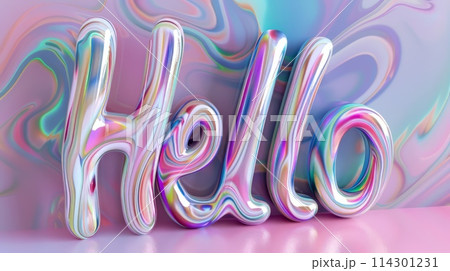 Holo Marble Hello concept art poster.のイラスト素材 [114301231] - PIXTA