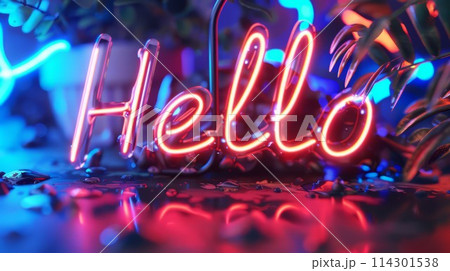 Focused Lighting Hello concept art poster.のイラスト素材 [114301538] - PIXTA