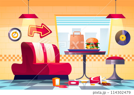 Fast food restaurant cartoon compositionのイラスト素材 [114302479] - PIXTA