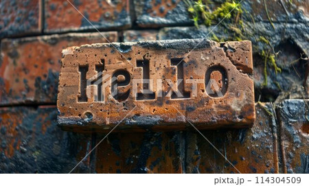 Ancient Brick Hello concept art poster.のイラスト素材 [114304509] - PIXTA