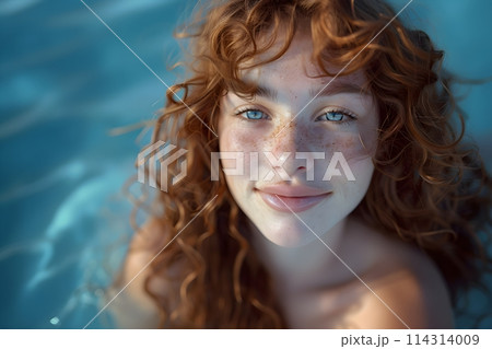 Sun-Kissed Beauty: Adorable Young Woman with...のイラスト素材 [114314009] - PIXTA