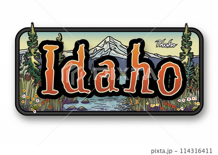 Idaho Sign With Mountain Backgroundのイラスト素材 [114316411] - PIXTA