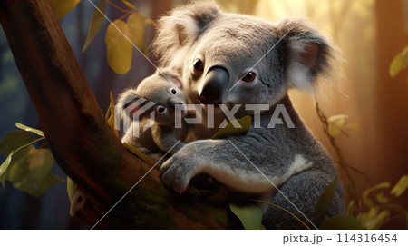 cartoons, mother and child koala , Generate AIのイラスト素材 [114316454] - PIXTA