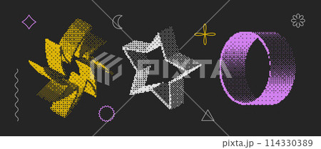 Bitmap textured shape set. Dither halftone...のイラスト素材 [114330389] - PIXTA