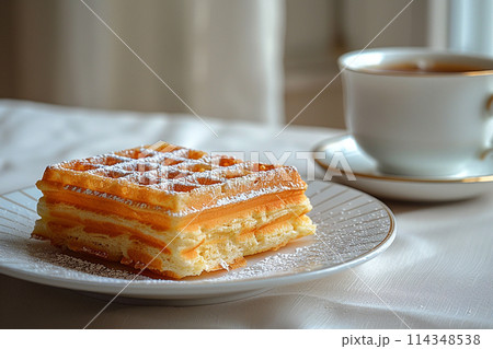 Fresh Waffles and Tea Breakfastのイラスト素材 [114348538] - PIXTA