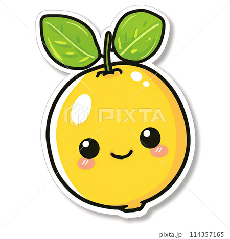 Cute happy Lemon sticker illustration in...のイラスト素材 [114357165] - PIXTA