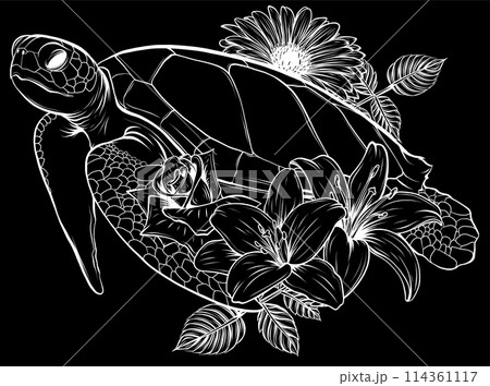 Sea Turtle Clip Art Black Simple Line Art Illustration Of A Sea Turtle
