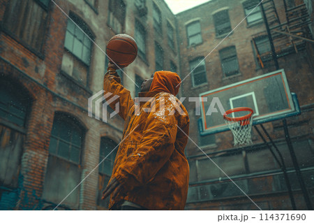 Rainy Day Street Basketball Gameのイラスト素材 [114371690] - PIXTA