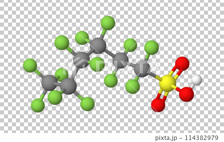 PFHxS｜ペルフルオロヘキサンスルホン酸｜3D構造のイラスト素材 [114382979] - PIXTA