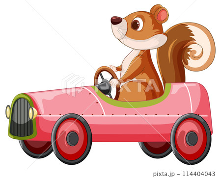 Squirrel Driving a Toy Carのイラスト素材 [114404043] - PIXTA
