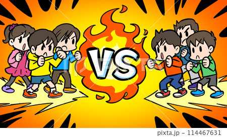 子どもが3VS3で対峙しているイラストのイラスト素材 [114467631] - PIXTA