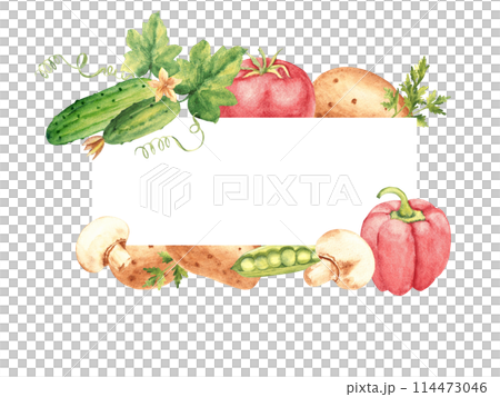 Vegetables Horizontal Frame, border. Cucumbers,... - Stock Illustration ...