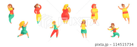 Positive Plus Size Woman Character Enjoy Life...のイラスト素材 [114515734] - PIXTA