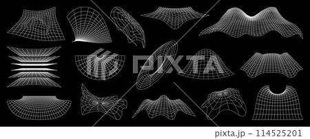 Wireframe grid and mesh, futuristic net. 3d...のイラスト素材 [114525201] - PIXTA